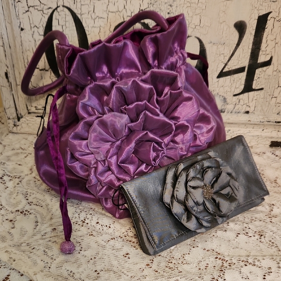 mad style | Bags | Vintage Silk Drawstring Purse And Silk Walletclutch ...